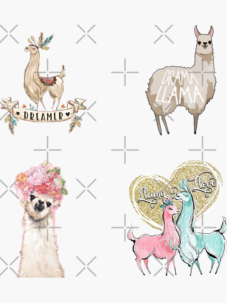 "llama sticker pack " Sticker by Vipzeyy | Redbubble