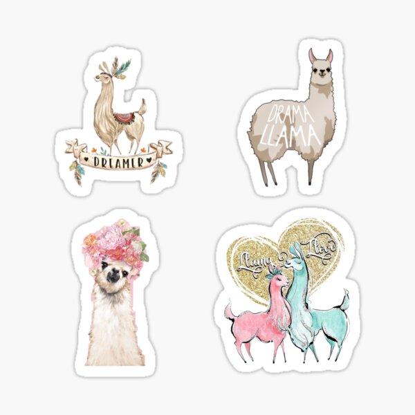 "llama sticker pack " Sticker by Vipzeyy | Redbubble