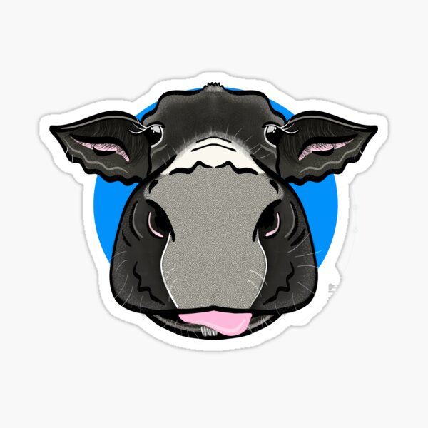 "Cute Farm Animal Cow Tongue Blep" Sticker by proveitstudio- | Redbubble