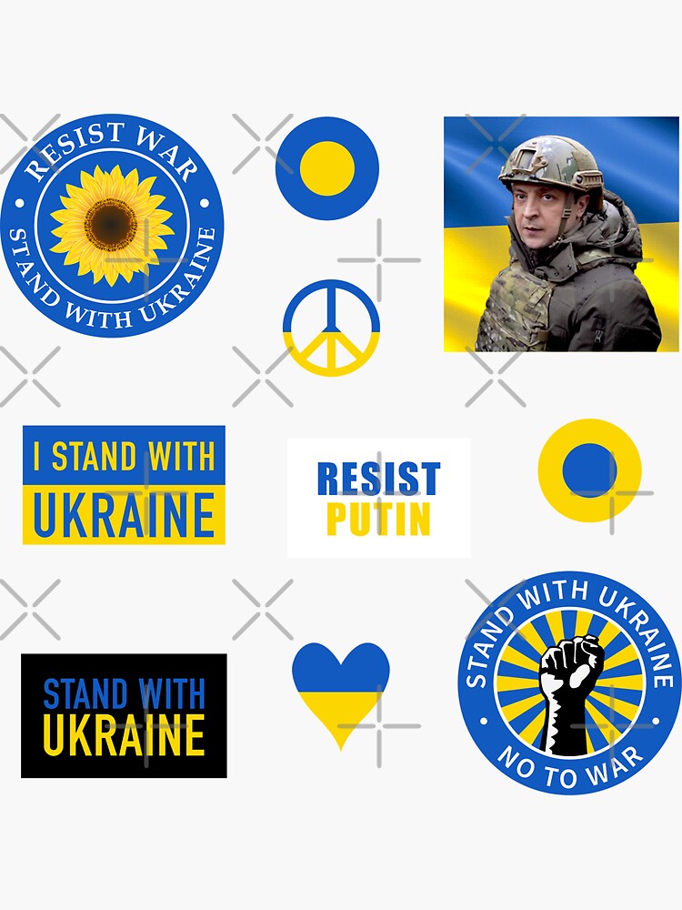 "Stand With Ukraine Support Sticker Pack" Sticker by Heartworx | Redbubble