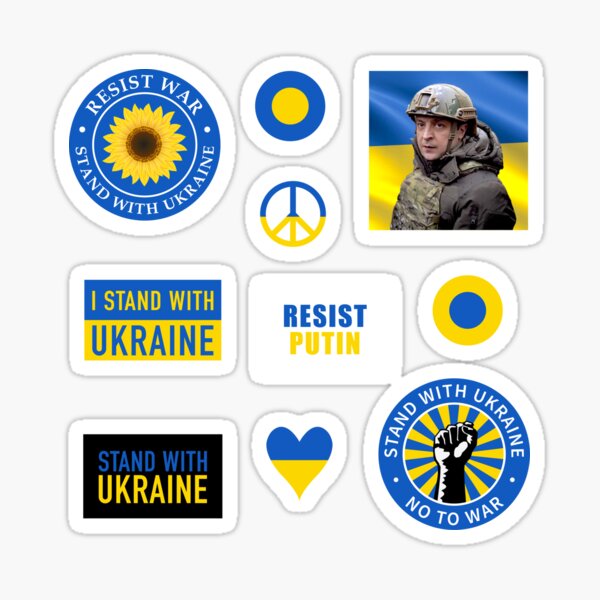 "Stand With Ukraine Support Sticker Pack" Sticker by Heartworx | Redbubble