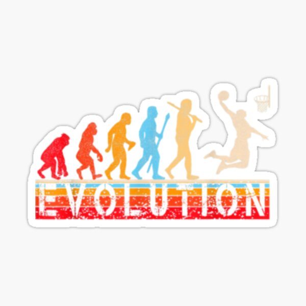 "Funny Retro Evolution Basketball players Basketball Fans" Sticker for ...