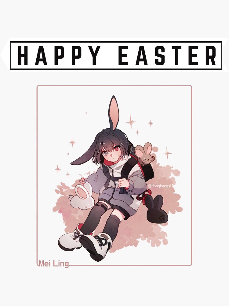 "Happy Easter Anime " Sticker for Sale by Theanimebubble | Redbubble