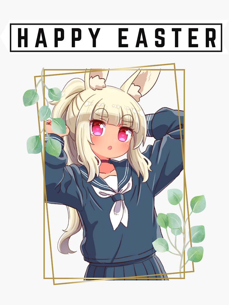 "Happy Easter Anime " Sticker by Theanimebubble | Redbubble