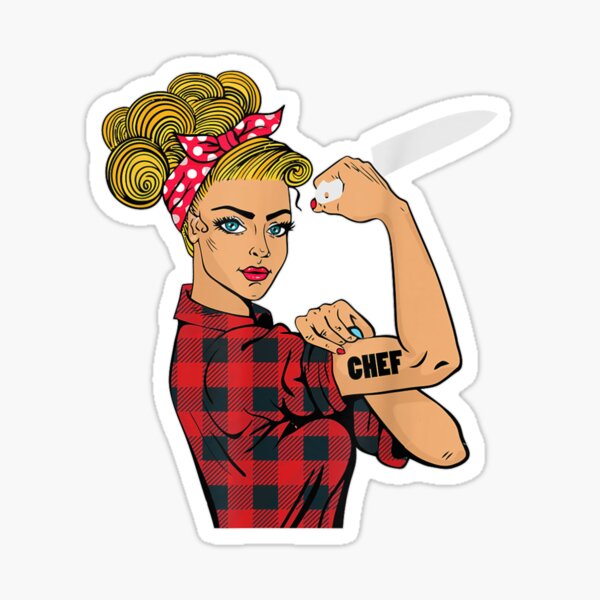 "Women Chef Funny T-shirt, Funny Restaurant Chef, Mom Chef" Sticker by ...