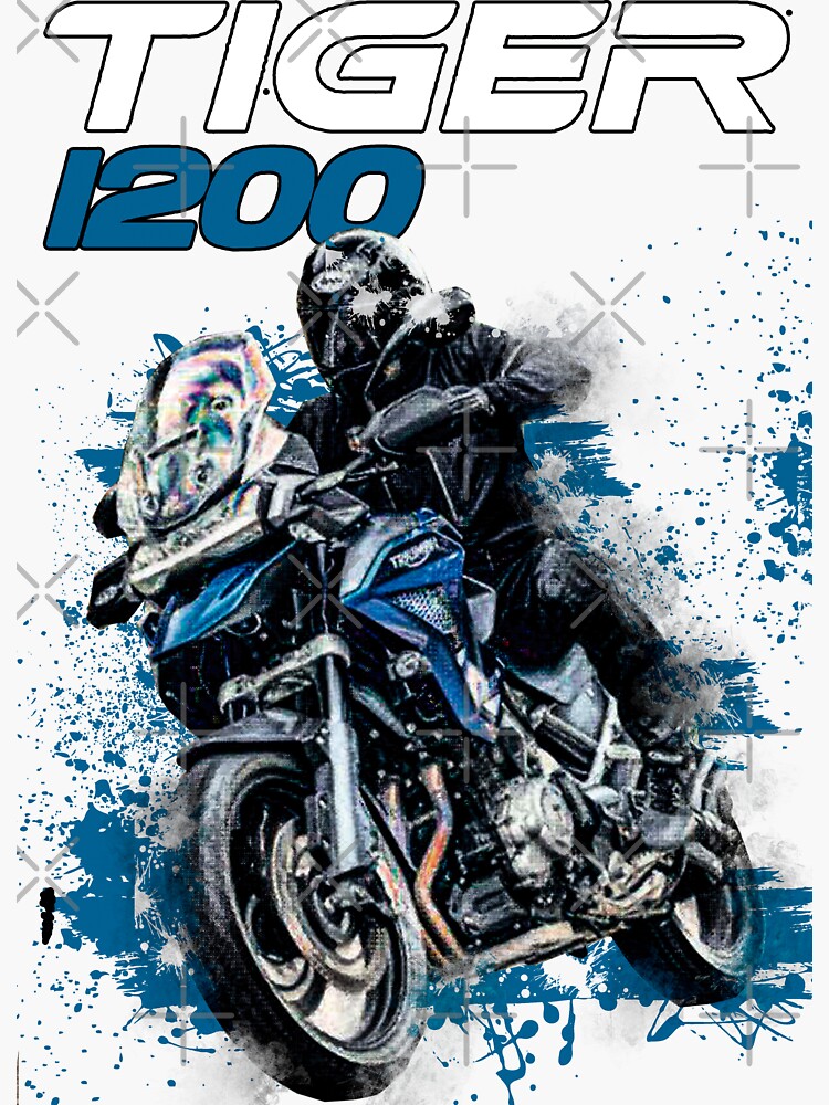"Triumph Tiger 1200 blue big trail" Sticker by Evomotoarte | Redbubble