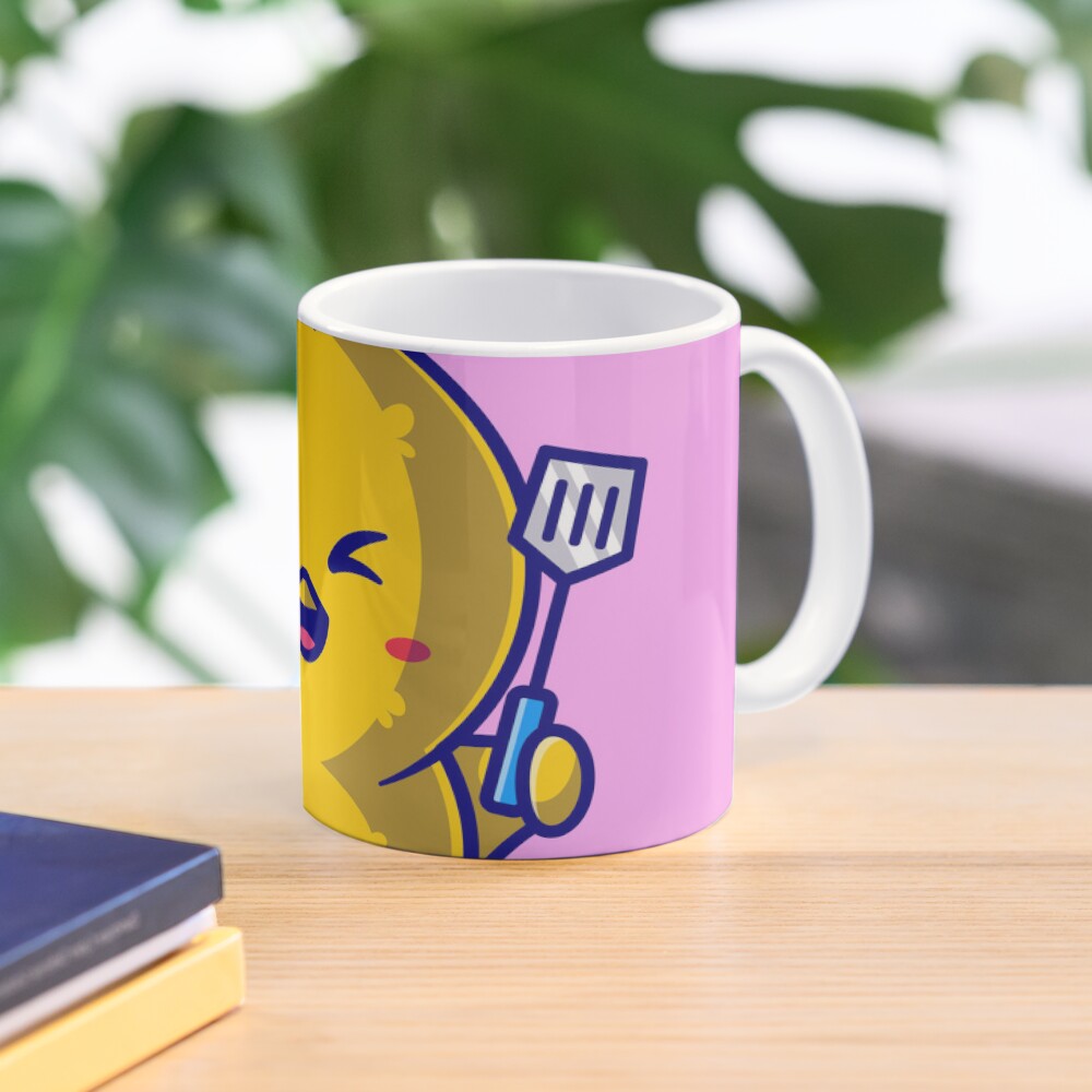 Taza de café «lindo-pollito-chef-sosteniendo-espátula-dibujos animados ...