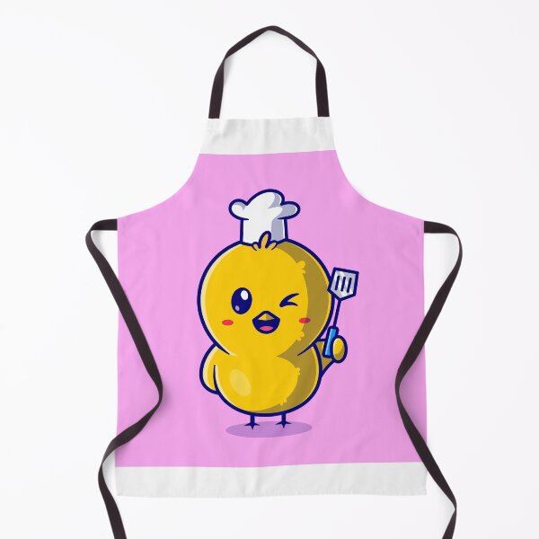 Delantal «lindo-pollito-chef-sosteniendo-espátula-dibujos animados ...