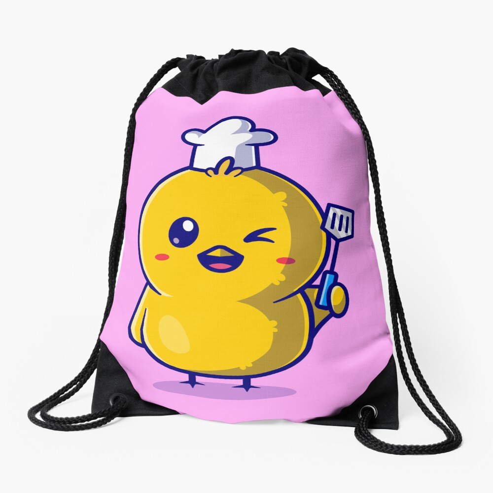 Mochila Saco «lindo Pollito Chef Sosteniendo Espátula Dibujos Animados