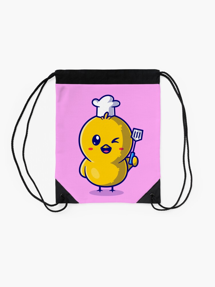 Mochila saco «lindo-pollito-chef-sosteniendo-espátula-dibujos animados ...