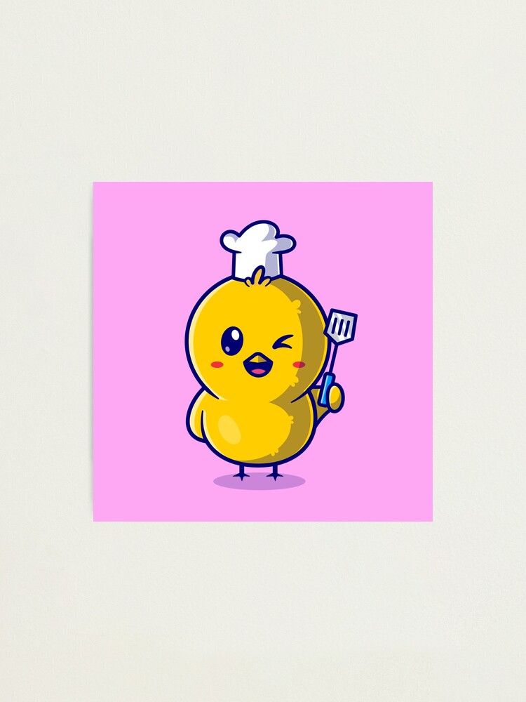 Lámina fotográfica «lindo-pollito-chef-sosteniendo-espátula-dibujos ...