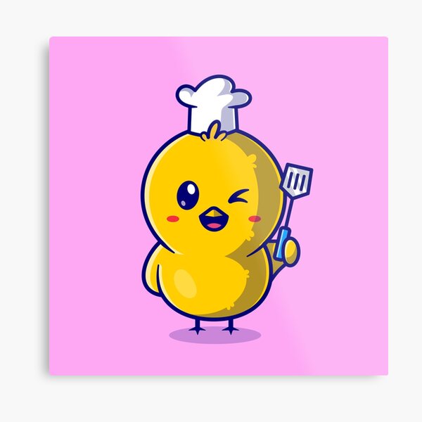 Lámina metálica «lindo-pollito-chef-sosteniendo-espátula-dibujos ...