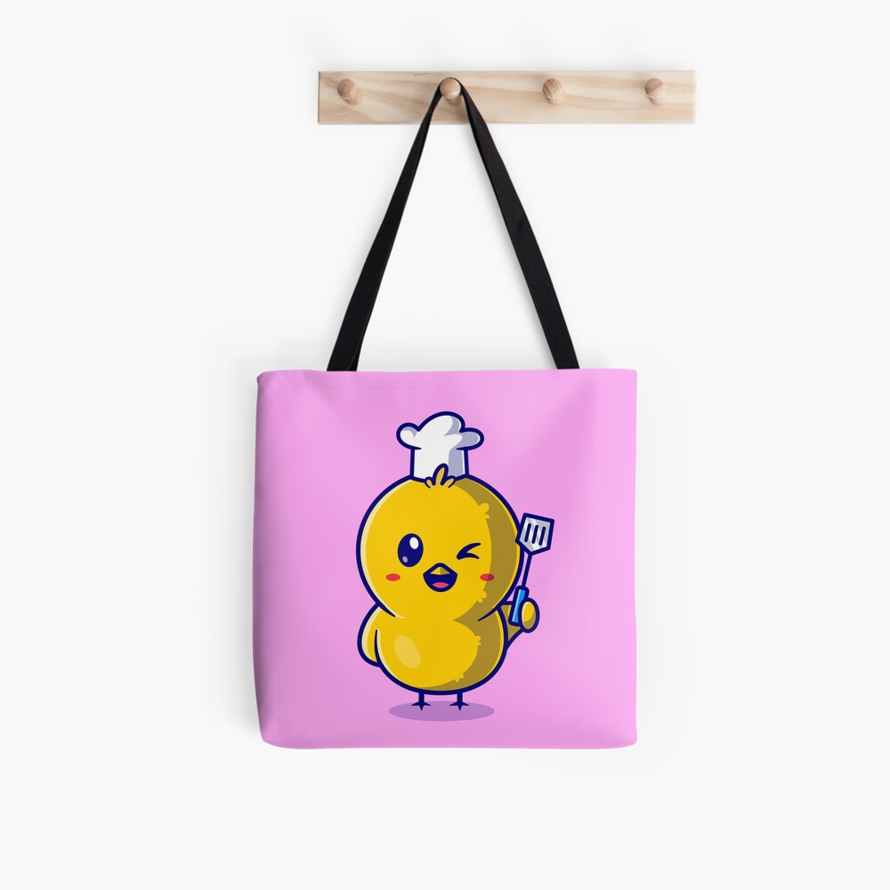 Bolsa de tela «lindo-pollito-chef-sosteniendo-espátula-dibujos animados ...