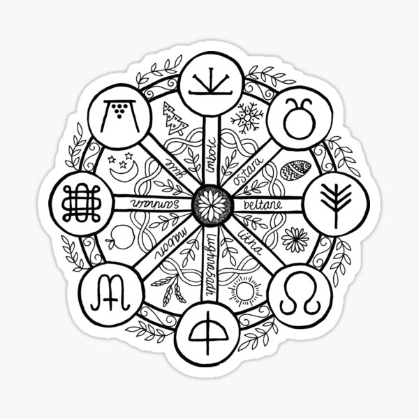 "The Wheel Mandala Hand Drawn Ink Design Pagan Wheel Of The Year Sabbat ...