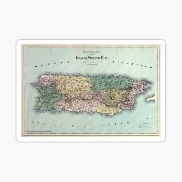"Vintage Map of Puerto Rico" Sticker for Sale by pdgraphics | Redbubble