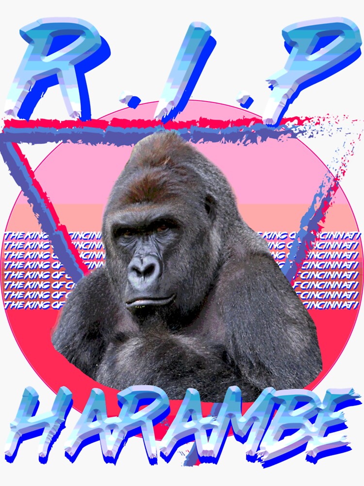 "Harambe Vintage " Sticker by JaylChance | Redbubble