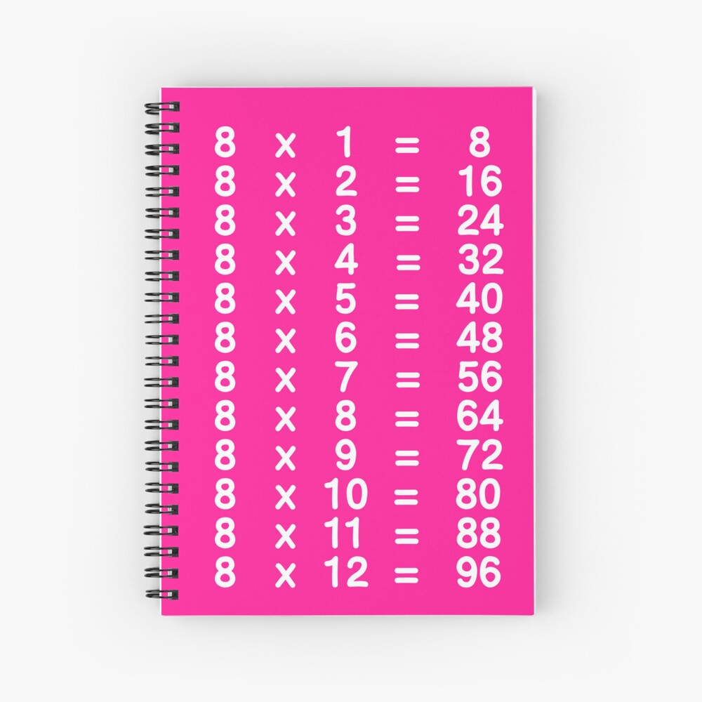 Cuaderno de espiral «8 X Table Eight Times Table Aprender tablas de ...