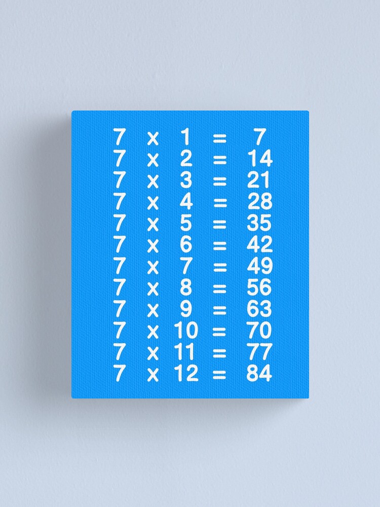 Lienzo «7 X Table Seven Times Table Aprender tablas de multiplicar para niños - Blanco sobre ...