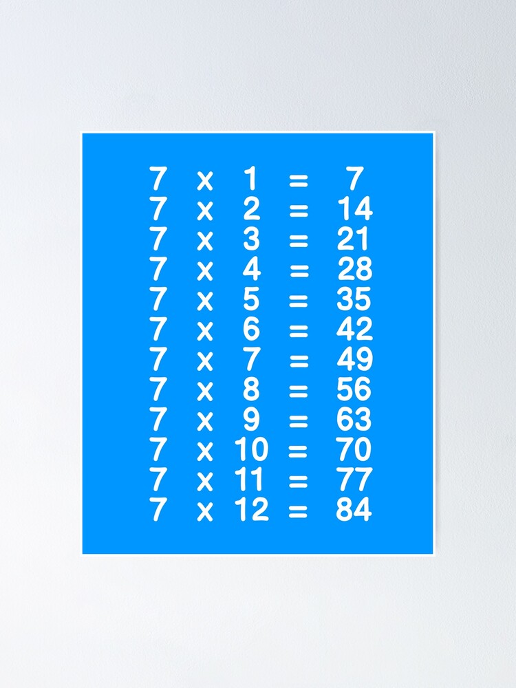 "7 X Table Seven Times Table Learn Multiplication Tables for Kids ...