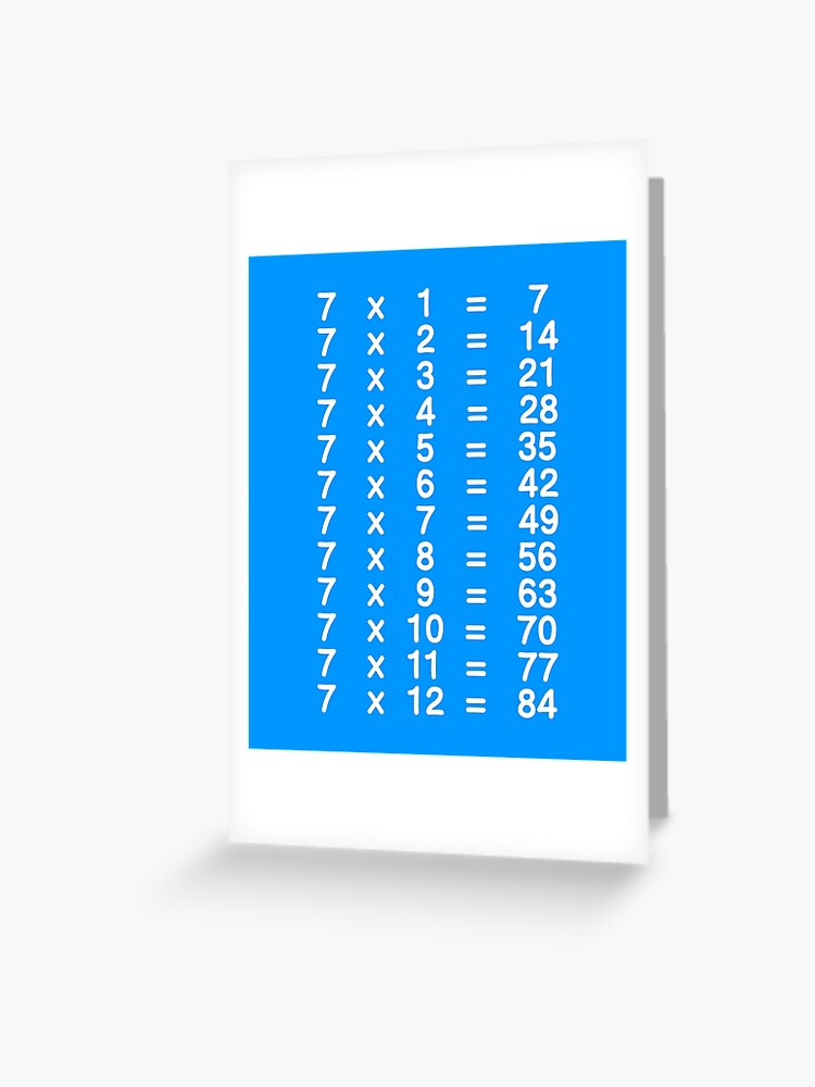 "7 X Table Seven Times Table Chart Multiplication Tables for Kids ...