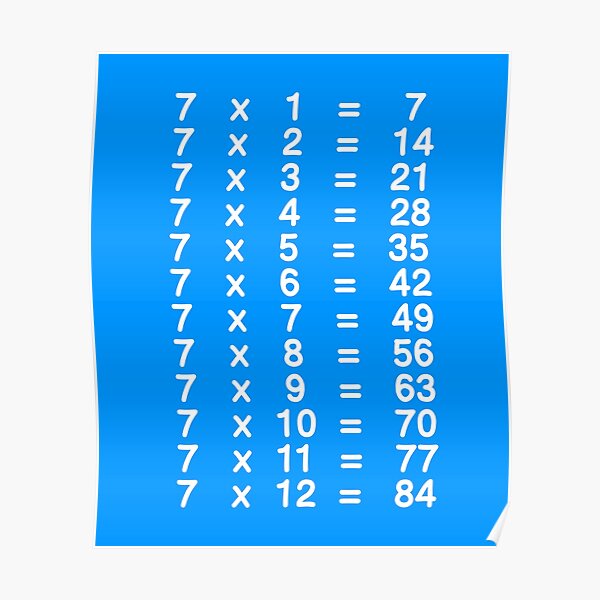 "7 X Table Seven Times Table Learn Multiplication Tables for Kids ...