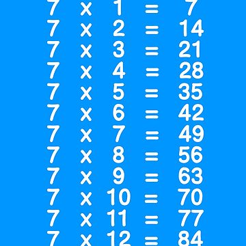 "7 X Table Seven Times Table Chart Multiplication Tables for Kids ...