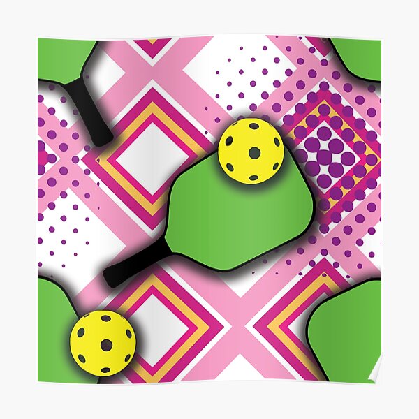 "Green Pickleball paddles in pink background" Poster by EvieWoj | Redbubble