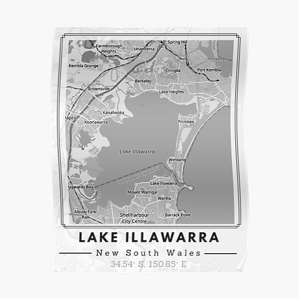 "Lake Illawarra Map Shellharbour Map Winding Map " Poster by PBSMondo ...