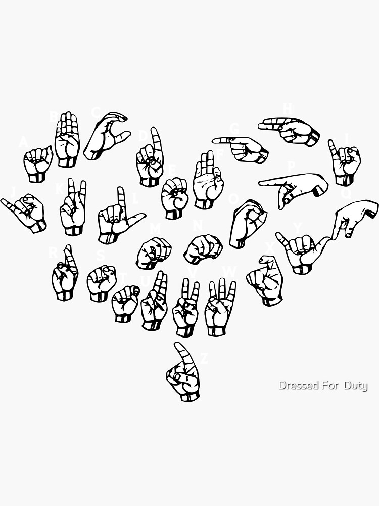 "ASL ILY Heart Sign Language Interpreter Deaf ASL Teacher" Sticker by ...