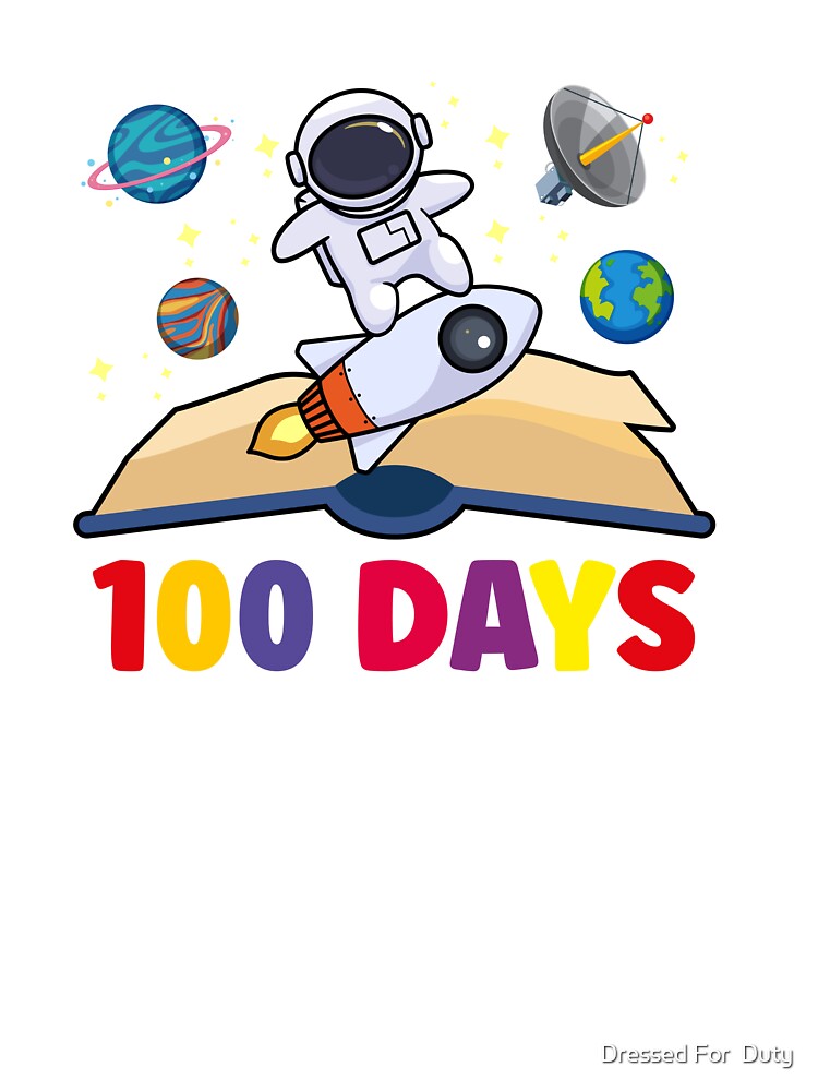 "100th Day Of School 100 Days Smarter Books Space Astronaut" Kids T ...