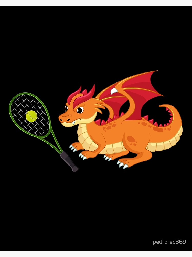 "Dragon Playing Tennis ,Funny Good Dragon Tennis Lovers Orange Design ...