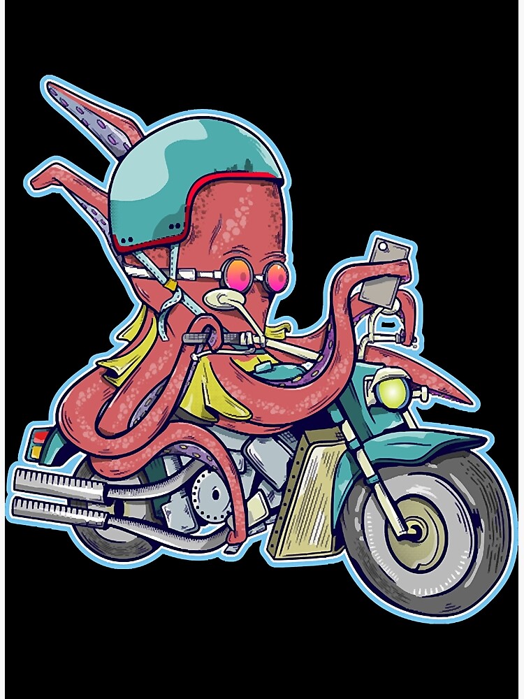 "Octopus riding a motorcycle " Poster for Sale by farelkakr | Redbubble