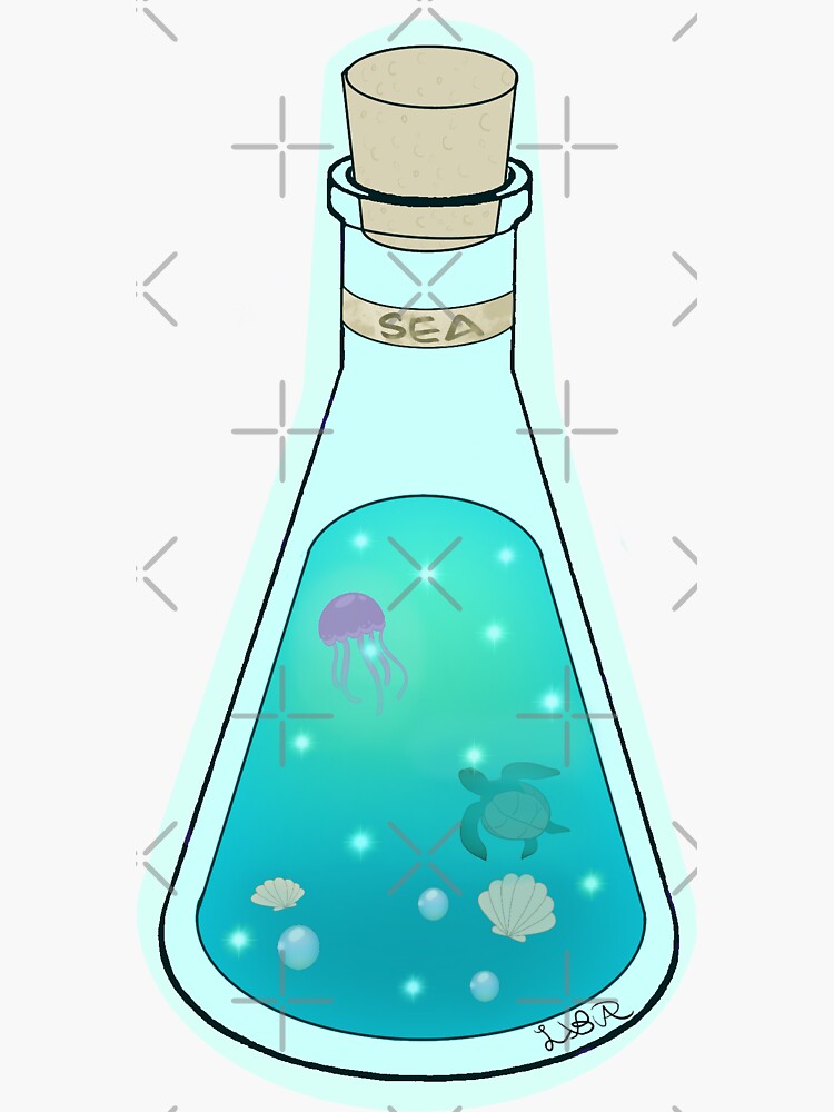 "Ocean Potion Bottle" Sticker by LunarBerryArt | Redbubble