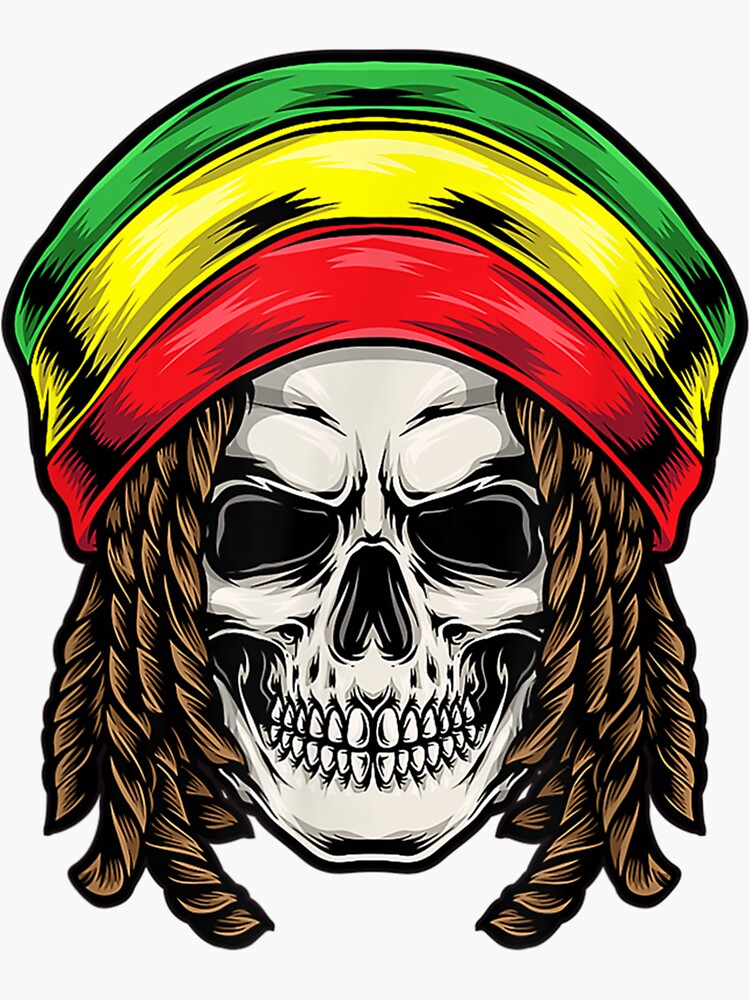 "Reggae Rasta Skull" Sticker by ThanhBangsa | Redbubble