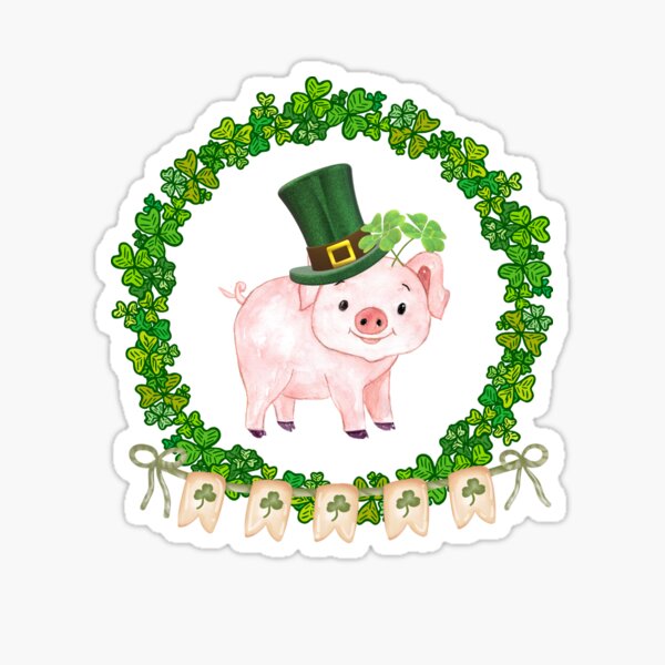 "St. Patrick's Day 2022 Celebration Hand Drawn Cute Leprechaun Pig with ...