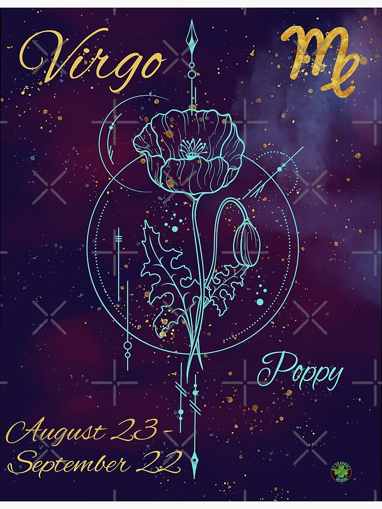 "Virgo Zodiac Sign August Birth Month Flower Poppy Night Sky" Poster ...