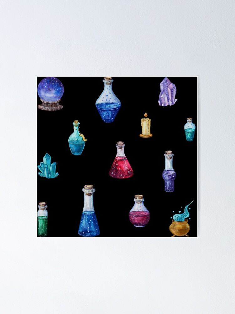 "Watercolor Magical Potions and Spells, Witch Alchemist, Witchiness ...