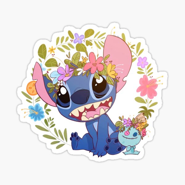 "Stitch Flowers" Sticker for Sale by ThompsonBeauty | Redbubble