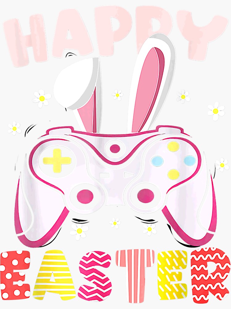 "Video Game Easter Bunny Gaming Controller Gamer Boys Girls" Sticker by ...