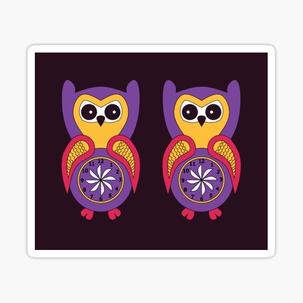 " Owl Twin maroon background" Sticker by GREENOART | Redbubble