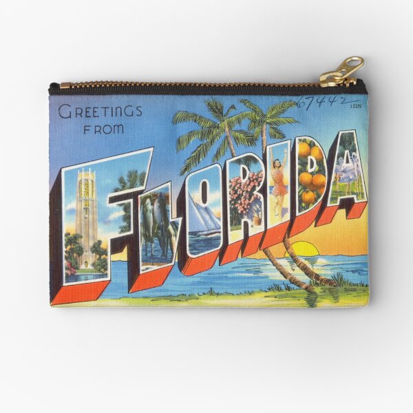 "Greetings from Florida, The Land of Sunshine " Zipper Pouch for Sale ...