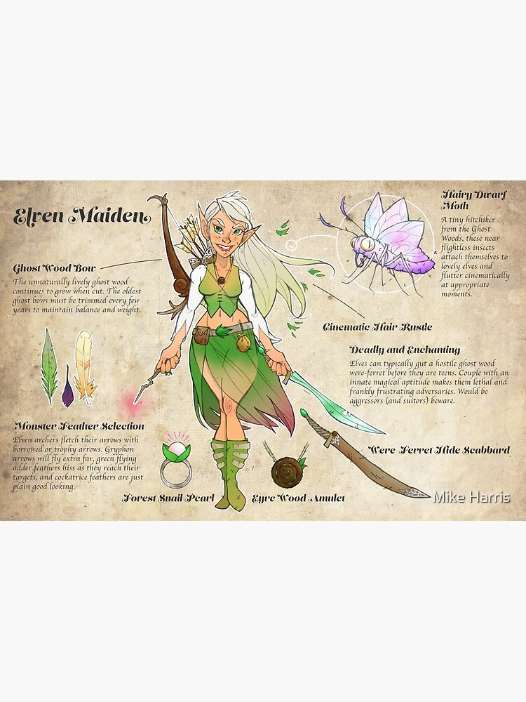 "Elf Maid Adventurer Character Sheet" Poster by msharris22 | Redbubble