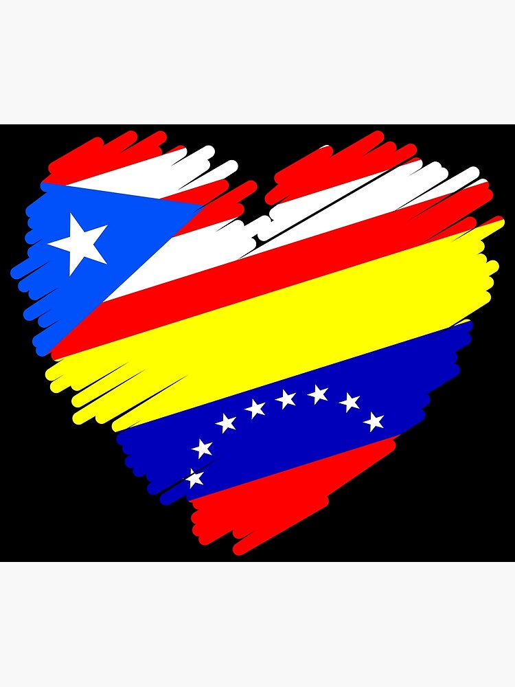 "Puerto Rico Venezuela Heart Flags" Poster for Sale by inkedtee | Redbubble