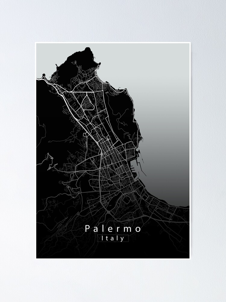 "Palermo Italy City Map dark" Poster by Robin-Niemczyk | Redbubble