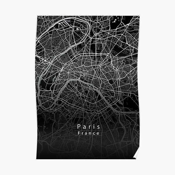"Paris France City Map dark" Poster by Robin-Niemczyk | Redbubble