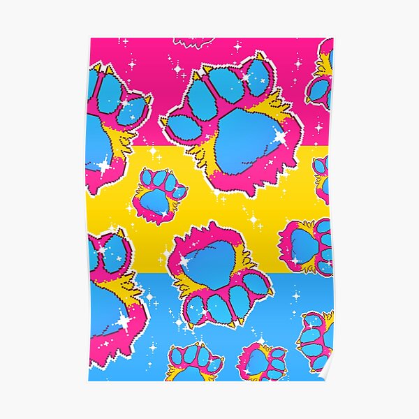 "Pansexual Pride | Kawaii Pixel Paw | Wolf Dog Anthro Furry Fursona ...