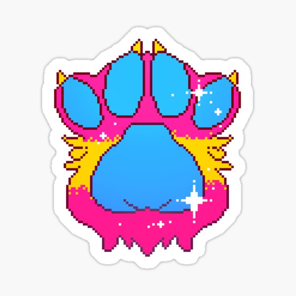 "Pansexual Pride | Kawaii Pixel Paw | Wolf Dog Anthro Furry Fursona ...