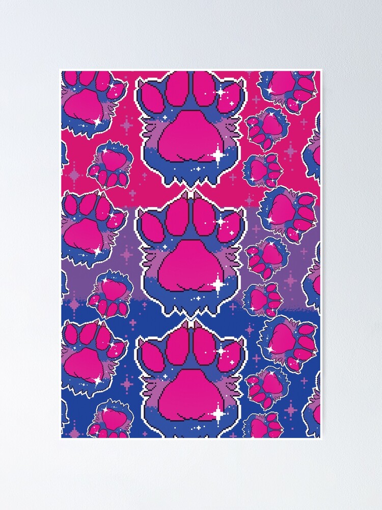 "Bisexual Pride | Kawaii Pixel Paw | Wolf Dog Anthro Furry Fursona ...