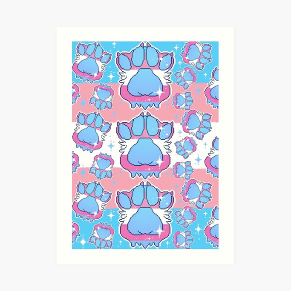 "Transgender Pride | Kawaii Pixel Paw | Wolf Dog Anthro Furry Fursona ...