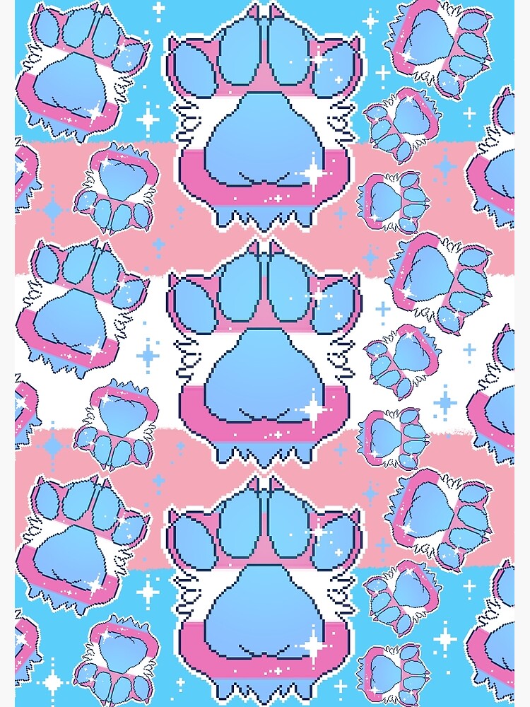 "Transgender Pride | Kawaii Pixel Paw | Wolf Dog Anthro Furry Fursona ...